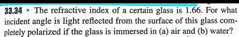 Solved The Refractive Index Of A Certain Glass Is Chegg