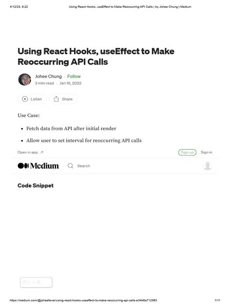 Using React Hooks Useeffect To Make Reoccurring Api Calls By Johee Chung Medium Pdf