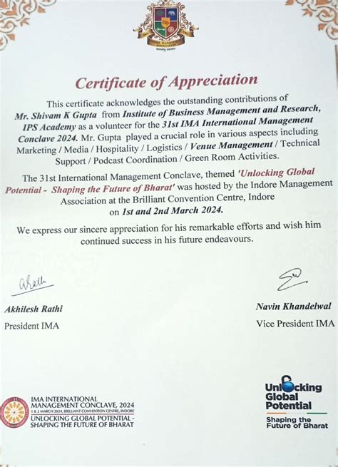 Volunteering Indoremanagementassociation Professionaldevelopment Shivam Kumar Gupta