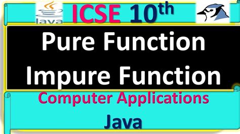ICSE 10th Computer Application || Pure and Impure Method in Java - YouTube