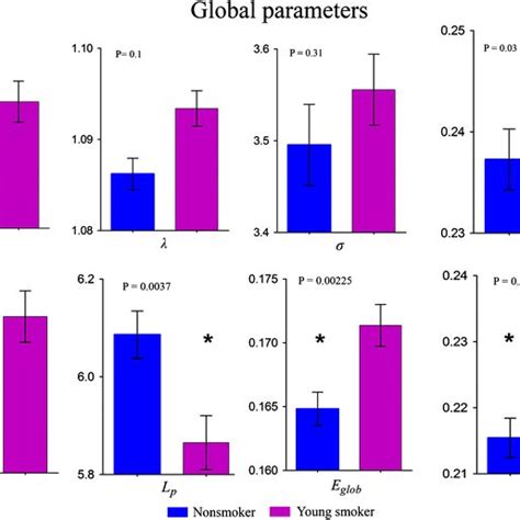 Group Comparison For The Global Network Measures Smallworldness δ