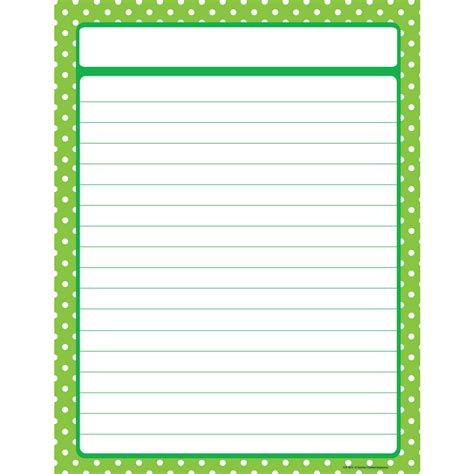 Lime Polka Dots Lined Chart Tcr7676 Teacher Created Resources