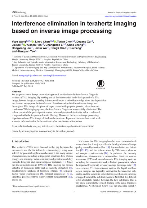 Interference Elimination In Terahertz Imaging Based On Inverse Image Processing Request Pdf