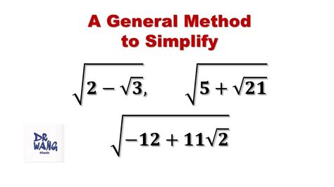 A General Method To Simplify Nested Square Roots YouTube