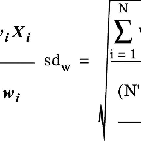 equations used to calculate the weighted mean a and weighted standard download scientific