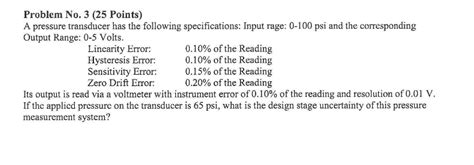 Solved Problem No Points A Pressure Transducer Has Chegg