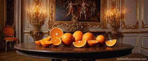 Cut Orange On Dimly Lit Table Stable Diffusion Online