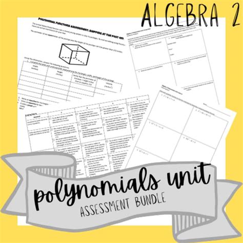 Algebra 2 Polynomial Unit Assessment Bundle Test Prep Performance
