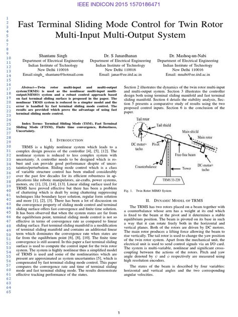 Fast Terminal Sliding Mode Control For Twin Rotor Multi Input Multi