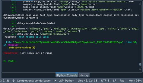 Python Web Scraping I Am Getting An Index Errror Out Of Range For
