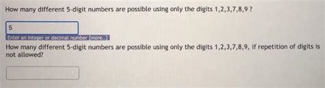 Solved How Many Different 5 Digit Numbers Are Possible Using