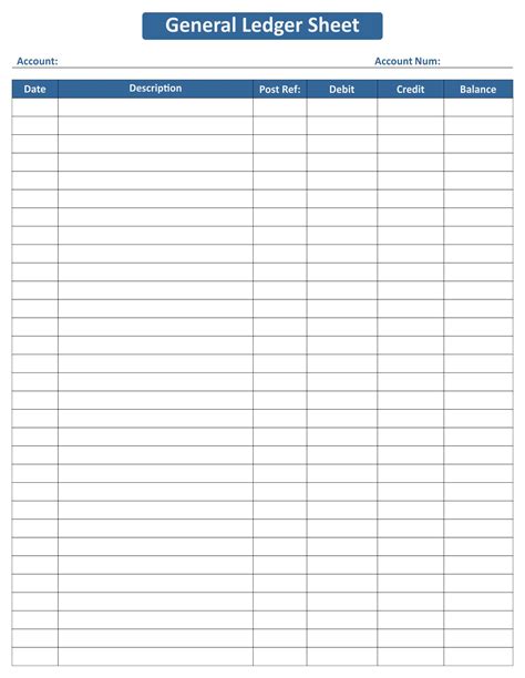 Free Printable General Ledger Sheets Printable Templates