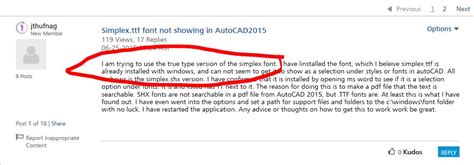 Simplexttf Font Not Showing In Autocad2015 Autodesk Community