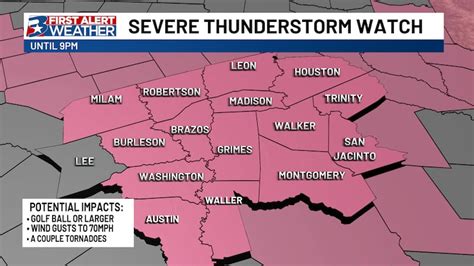 Severe Thunderstorm Watch Issued For Portions Of The Area Until 9pm