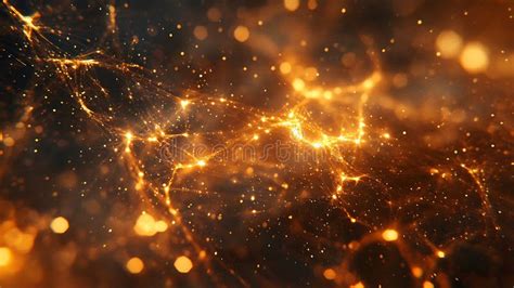 Golden Network Abstract Background With Connected Dots And Lines