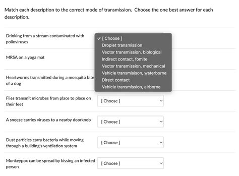 Solved Match each description to the correct mode of | Chegg.com