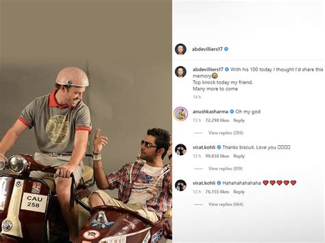 As Virat Kohli Hits 71st Ton Biscuit Ab De Villiers Shares Throwback