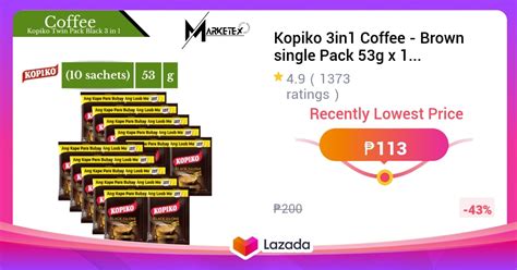 Kopiko 3in1 Coffee Brown Single Pack 53g X 10 Sachets Kopiko Blanca
