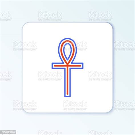 흰색 배경에 격리 된 라인 크로스 Ankh 아이콘 다채로운 개요 개념 벡터 고대의에 대한 스톡 벡터 아트 및 기타 이미지