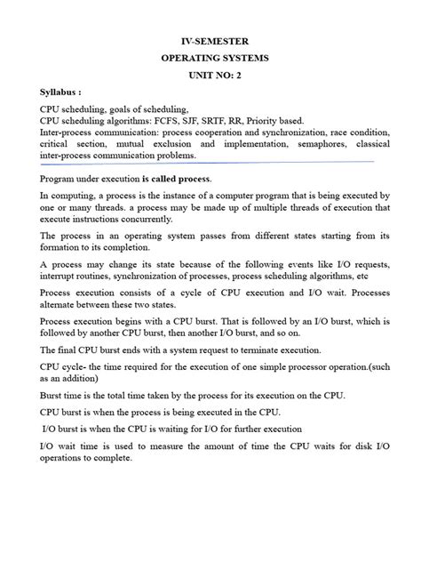 Unit 2 Pdf Scheduling Computing Process Computing