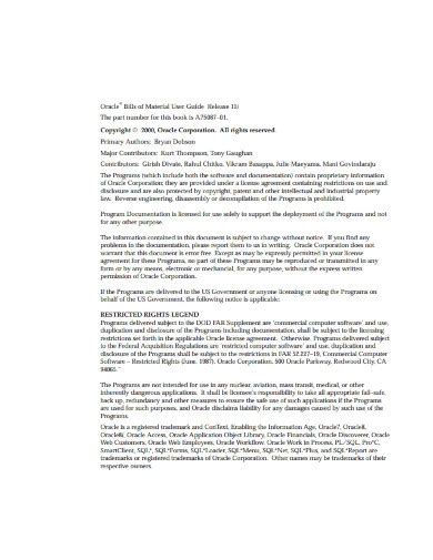 Free 11 Bill Of Material Samples In Pdf