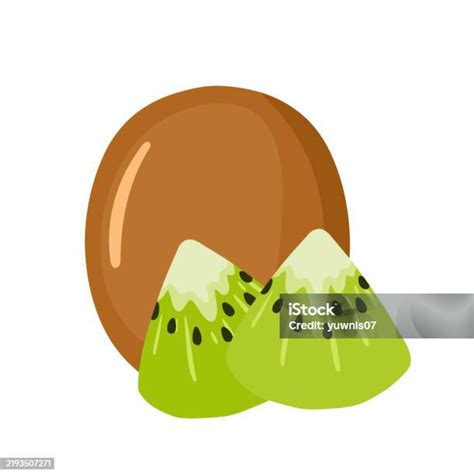 잘 익은 키위 과일 조각 귀여운 귀여운 만화 아이콘 벡터 일러스트 레이 션 음식 예술 0명에 대한 스톡 벡터 아트 및 기타