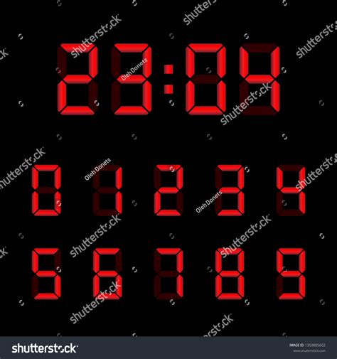 Digital Clock Number Set Electronic Figures Stock Vector Royalty Free