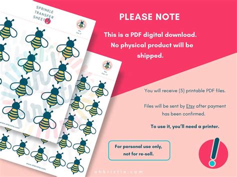 Bee Royal Icing Transfer Sheet Template Pdf Download Printable Decoration Sugar Cookie Homemade