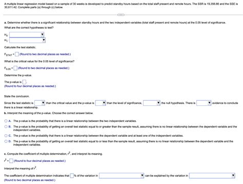 Solved Calculate The Test Statistic FSTAT Round To Two Chegg