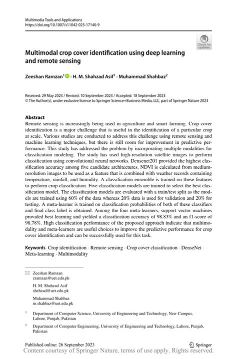 Multimodal Crop Cover Identification Using Deep Learning And Remote Sensing