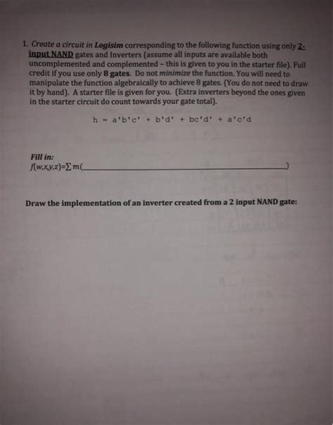 Solved Create A Circuit In Logisim Corresponding To The Chegg Com