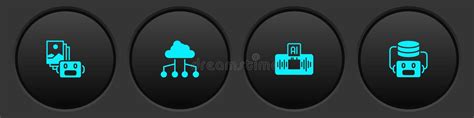 Set Artificial Intelligence Robot Network Cloud Connection Ai And