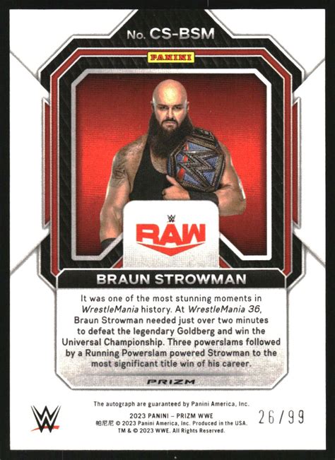 Panini Prizm WWE Champion Signatures Prizms Red CSBSM Braun Strowman NM MT