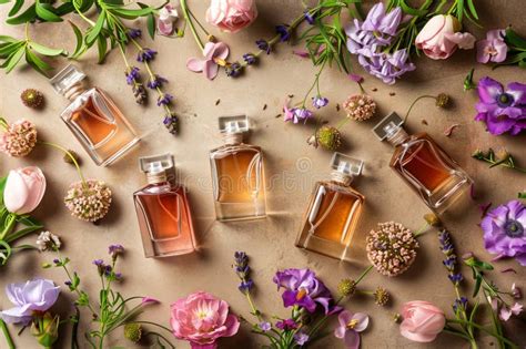 Aromatic Scents From Eau De Parfum In White Glass Bottles Fill The