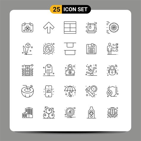 Stock Vecteur Icône Pack De 25 Ligne Panneaux Et Symboles Pour Balade Thé Créer Chaud
