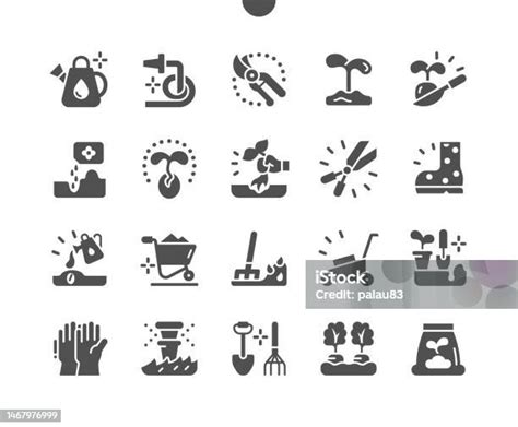 원예 자동 급수 파종 씨앗 새싹 비료 스프링클러 및 급수 벡터 솔리드 아이콘입니다 간단한 픽토그램 정원에 대한 스톡 벡터 아트 및 기타 이미지 Istock