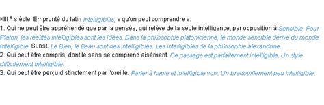 Intelligible La Définition