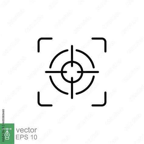 Camera Focus Frame Line Icon Simple Outline Style Cross Digital Lens