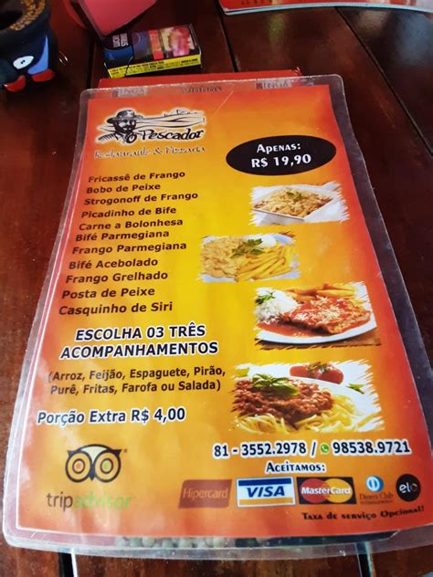 Menu At Restaurante O Pescador Porto De Galinhas Ipojuca