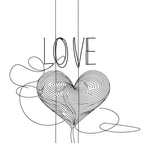 Premium Vector Continuous Line Drawing Of Two Hearts And Word Love
