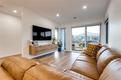 Nicely Furnished Living Room Interior With Minimalistic Design Beige