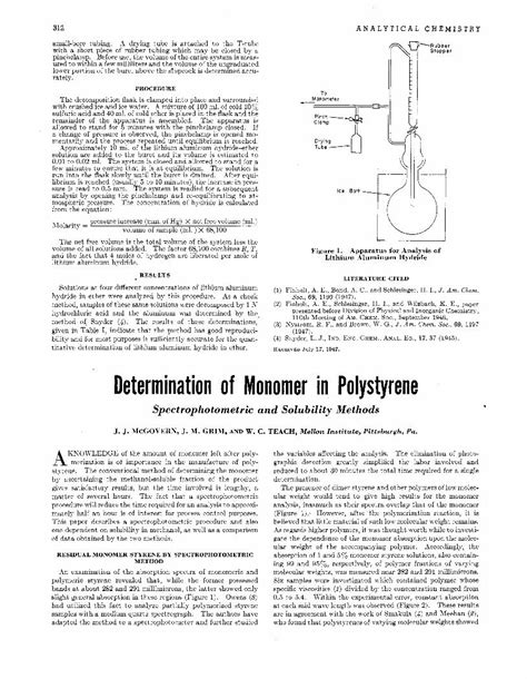 Pdf Determination Of Monomer In Polystyrene Pdfslidenet