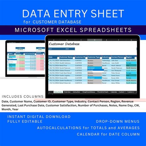 Customer Database Excel Template Customizable Customers Spreadsheet For