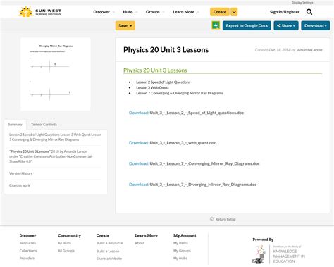 Physics 20 Unit 3 Lessons Resource Bank