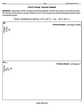 Circuit Training Improper Integrals Calculus TPT