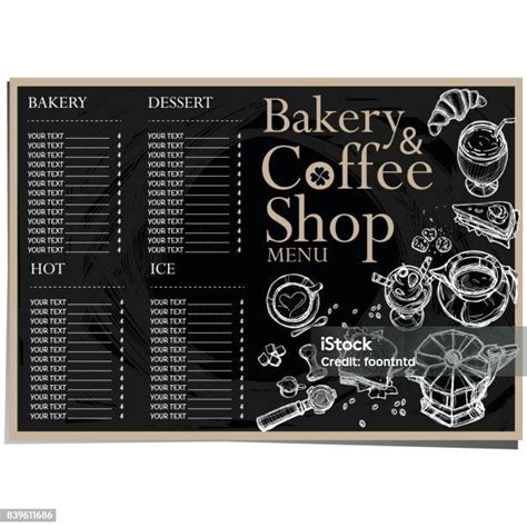 Menu Kafe Kopi Restoran Roti Template Desain Tangan Menggambar Grafis