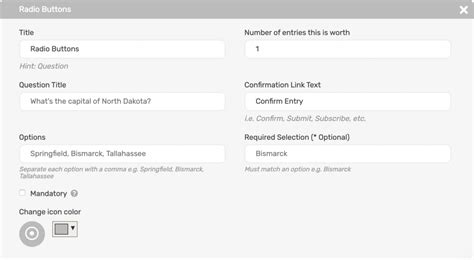 Custom Input Fields Entry Methods SweepWidget