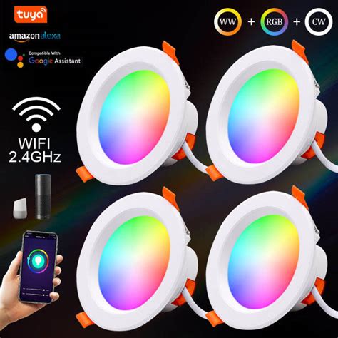 สมารท Tuya ดาวนไลทจดไฟ Led Wifi หรแสงได RGB CW WW เพดานดาวนไลท โวลต โวลต วตต