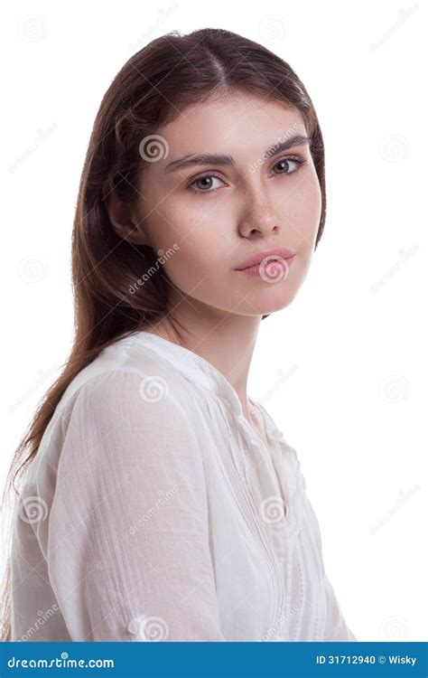 Ritratto Di Giovane Bella Ragazza Con Le Lentiggini Fotografia Stock