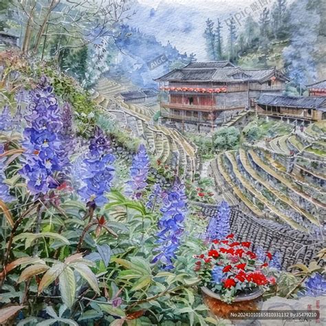 Ai创作图黔东南水彩 水彩土家族建筑 肇兴侗寨油画 黔东南水彩地标建筑 黔东南水彩彩绘装饰画 原创水彩少数名族风光 黔东南水彩水墨建筑 云水谣水彩彩绘插画 西江苗寨手绘 土楼风景画 水彩手绘